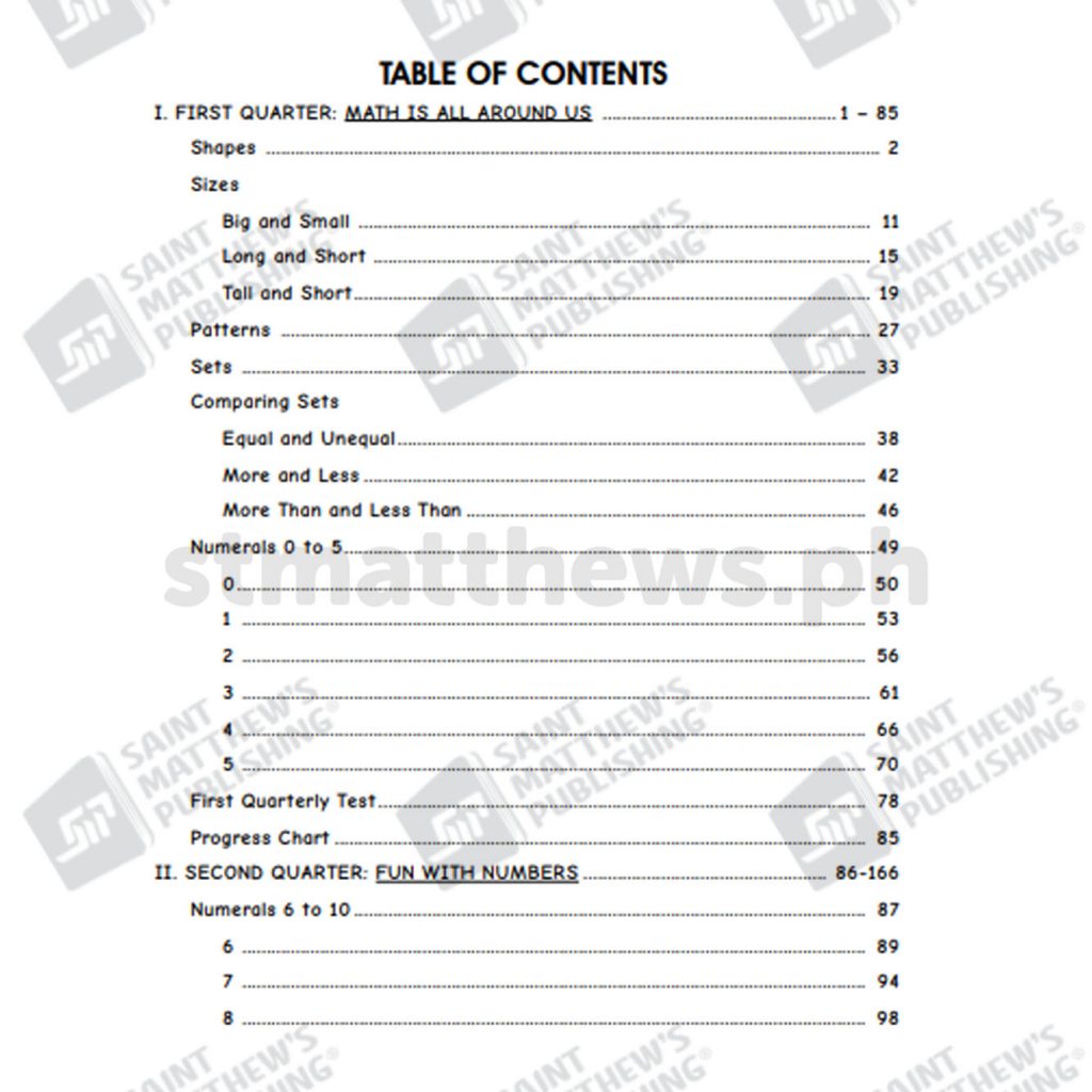 The Progressive Approach to Mathematics Kinder 2 - St. Matthew's ...