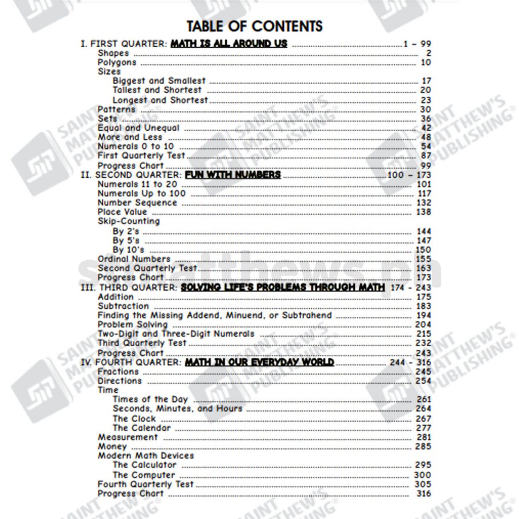 The Progressive Approach to Mathematics Kinder 3 - St. Matthew's ...