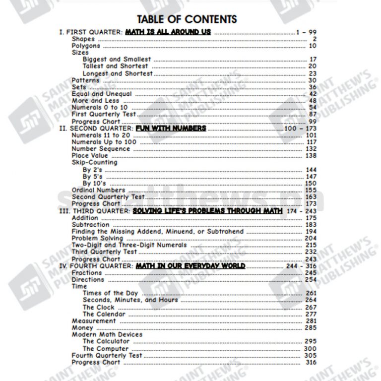 The Progressive Approach to Mathematics Kinder 3 - St. Matthew's ...