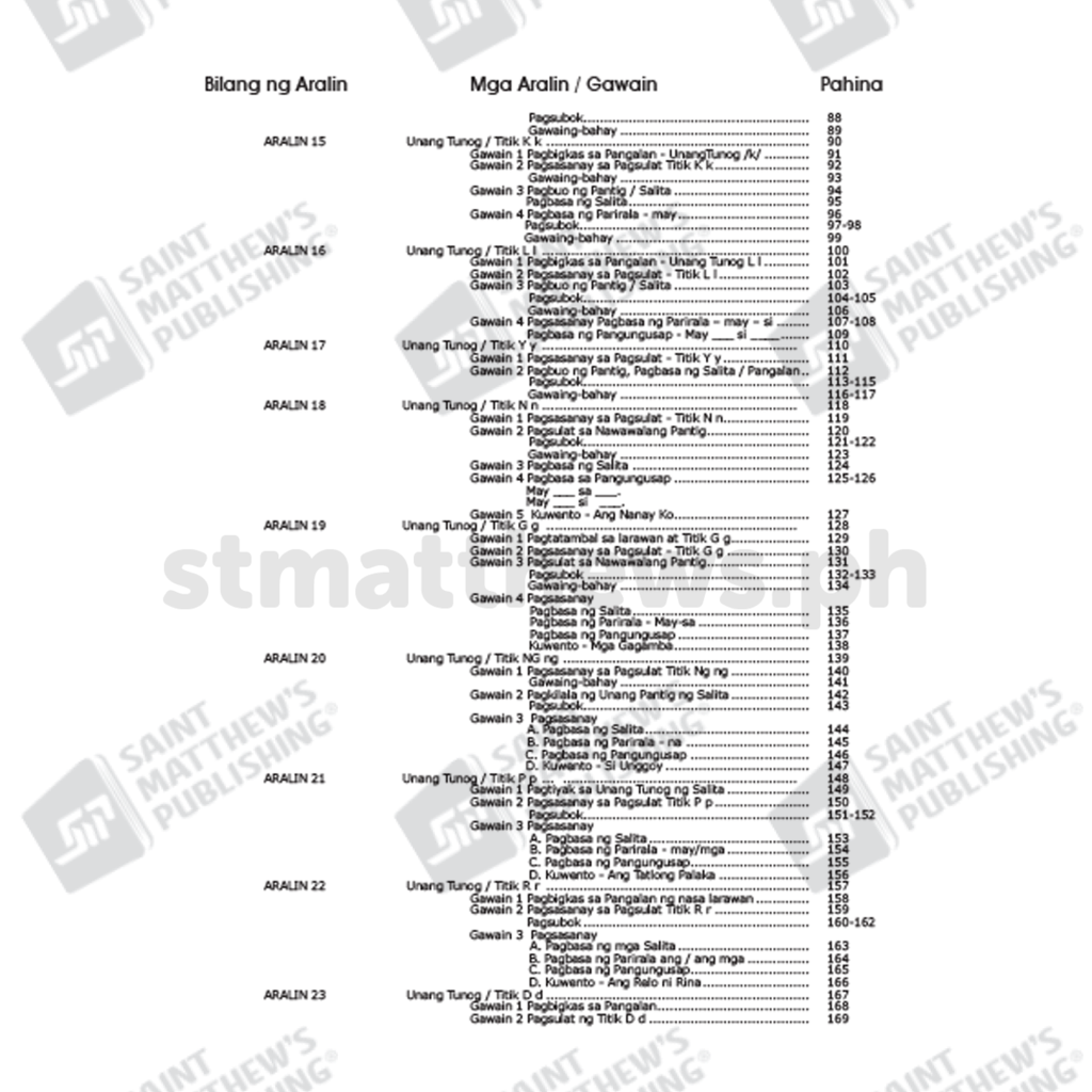 Wika, Pagbasa at Pagsulat Kinder 2 - St. Matthew's Publishing ...